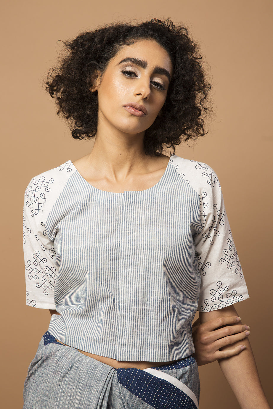 Udd Studio - Pink Printed Linen Harina Blouse – udd Studio