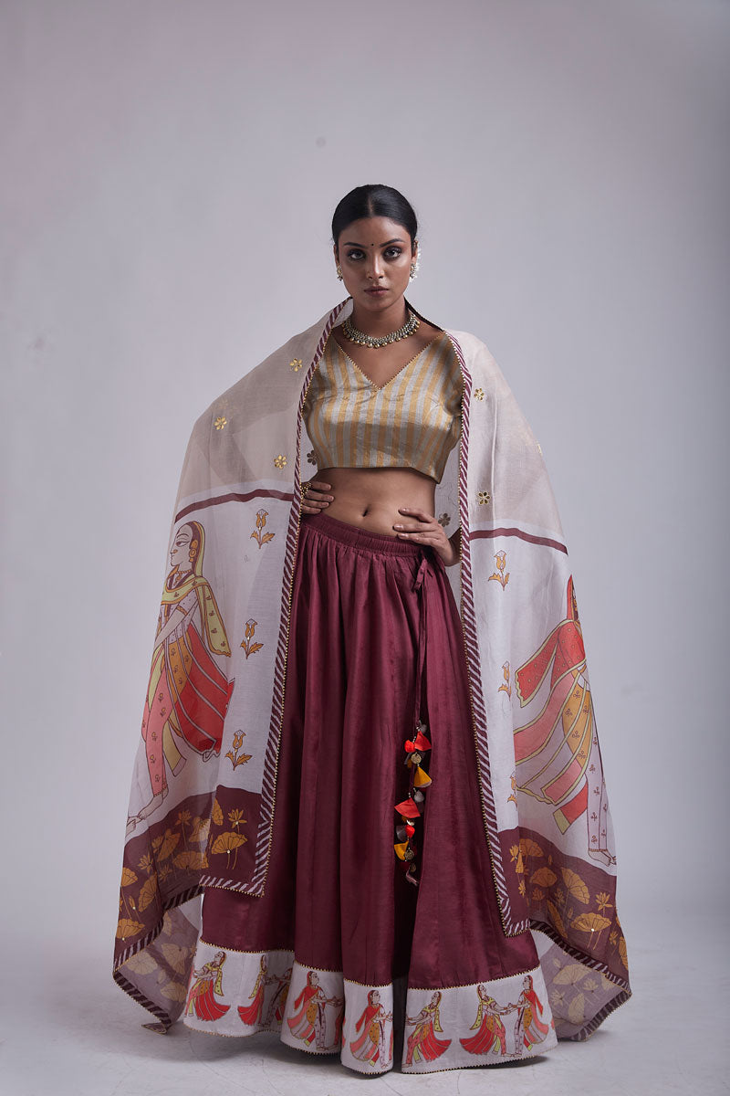 Wine Phugadi Lehenga (set of 3) – udd Studio