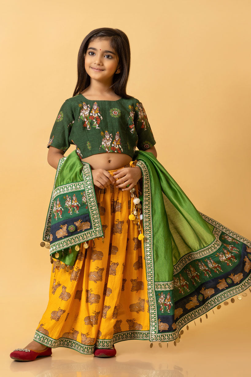 LASYA SHIV-PARVATI LEHENGA SET GIRL( skirt + dupatta + blouse) – udd Studio