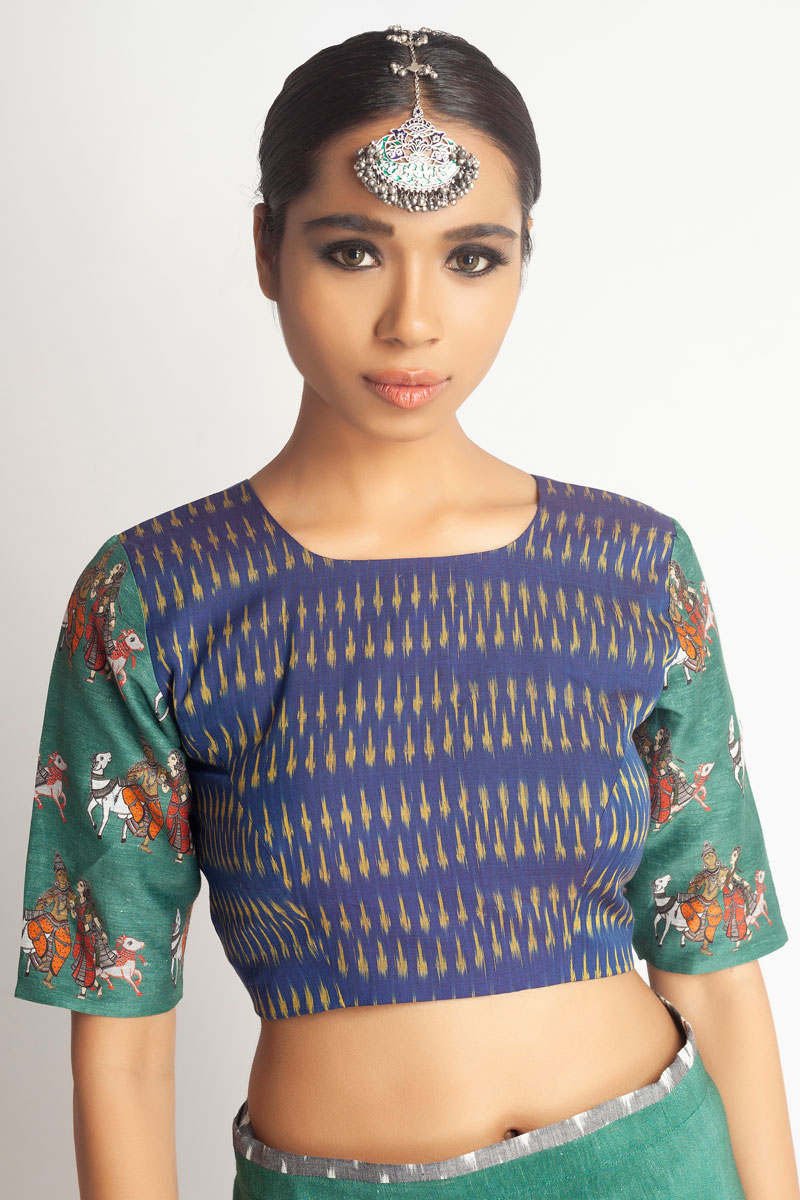 Udd Studio - Green Printed Linen Niyathi Saree – udd Studio